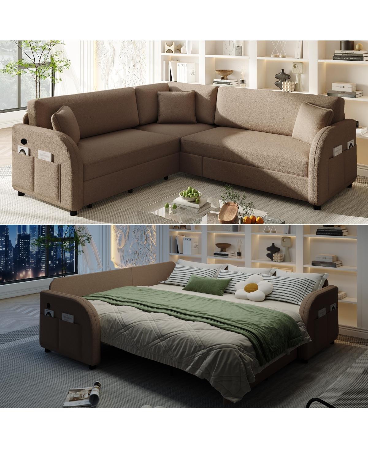 Click here for Streamdale Furniture L-Shaped Sofa Bed with Usb  T... prices