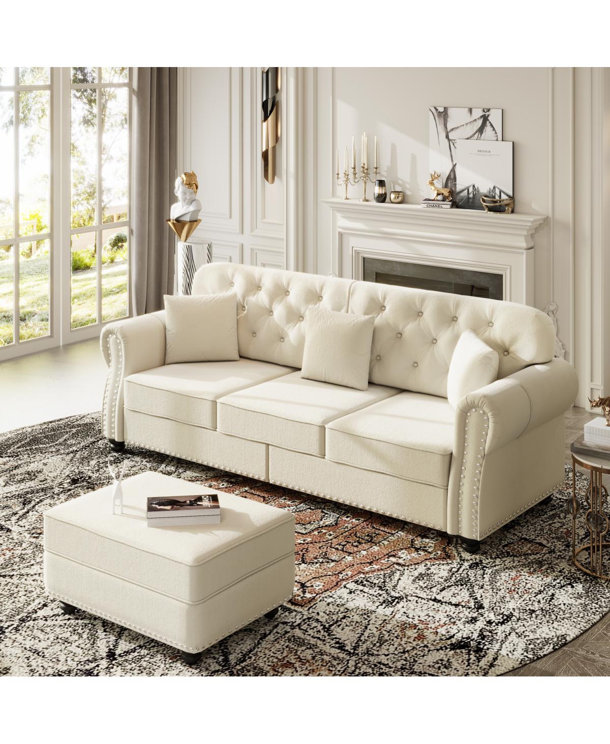 Click here for Streamdale Furniture Velvet Chesterfield Sofa with... prices