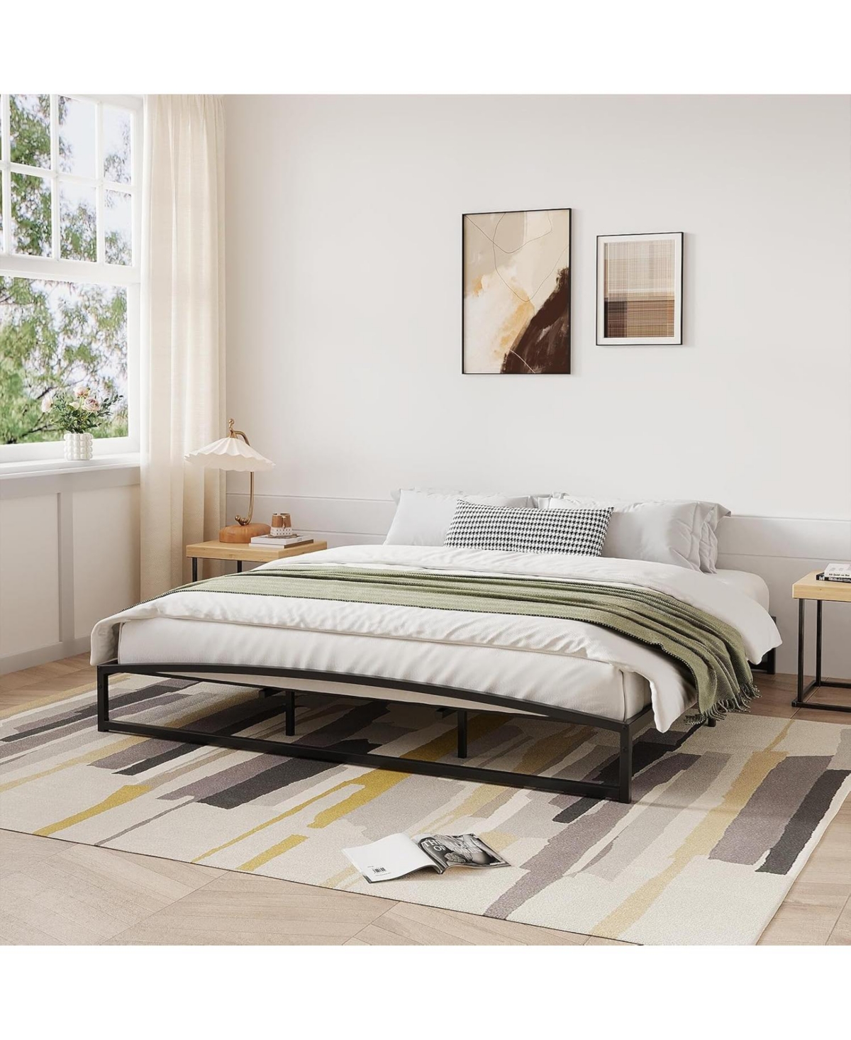 Click here for gaomon Simple Upholstered Panel Bed Frame  Modern... prices