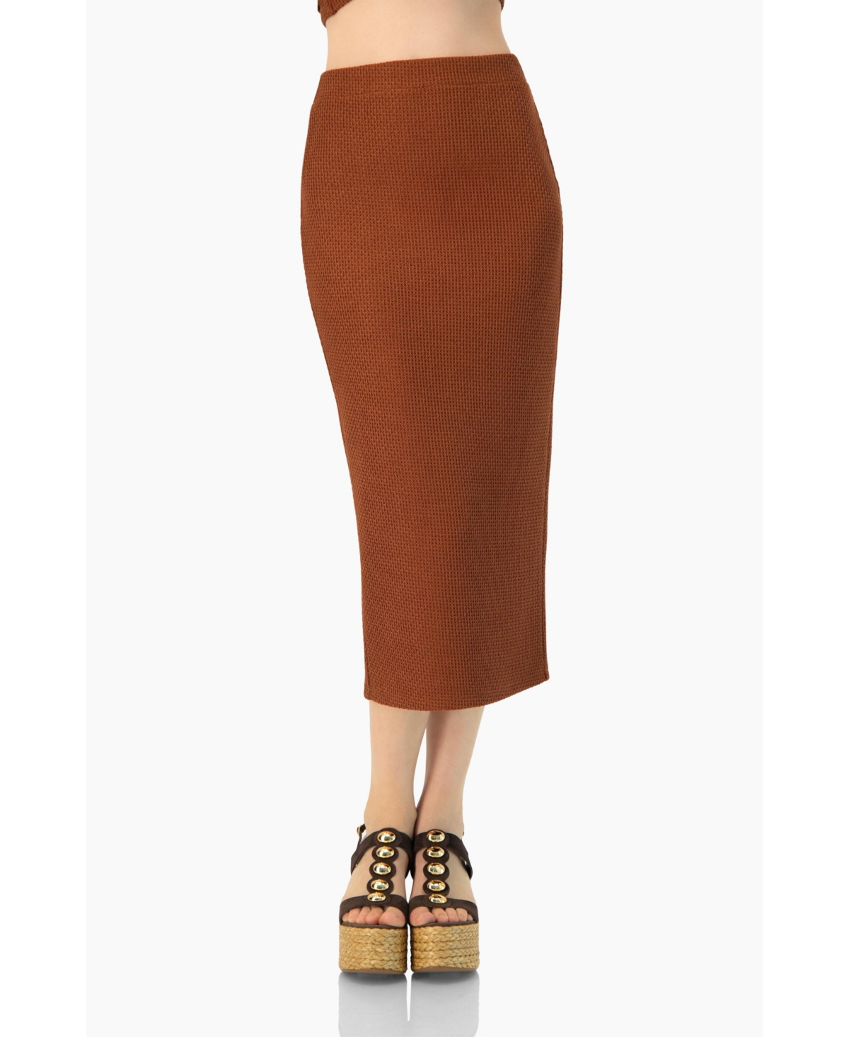 Click here for Ivonne Womens Textured Knit Midi Skirt with Back S... prices