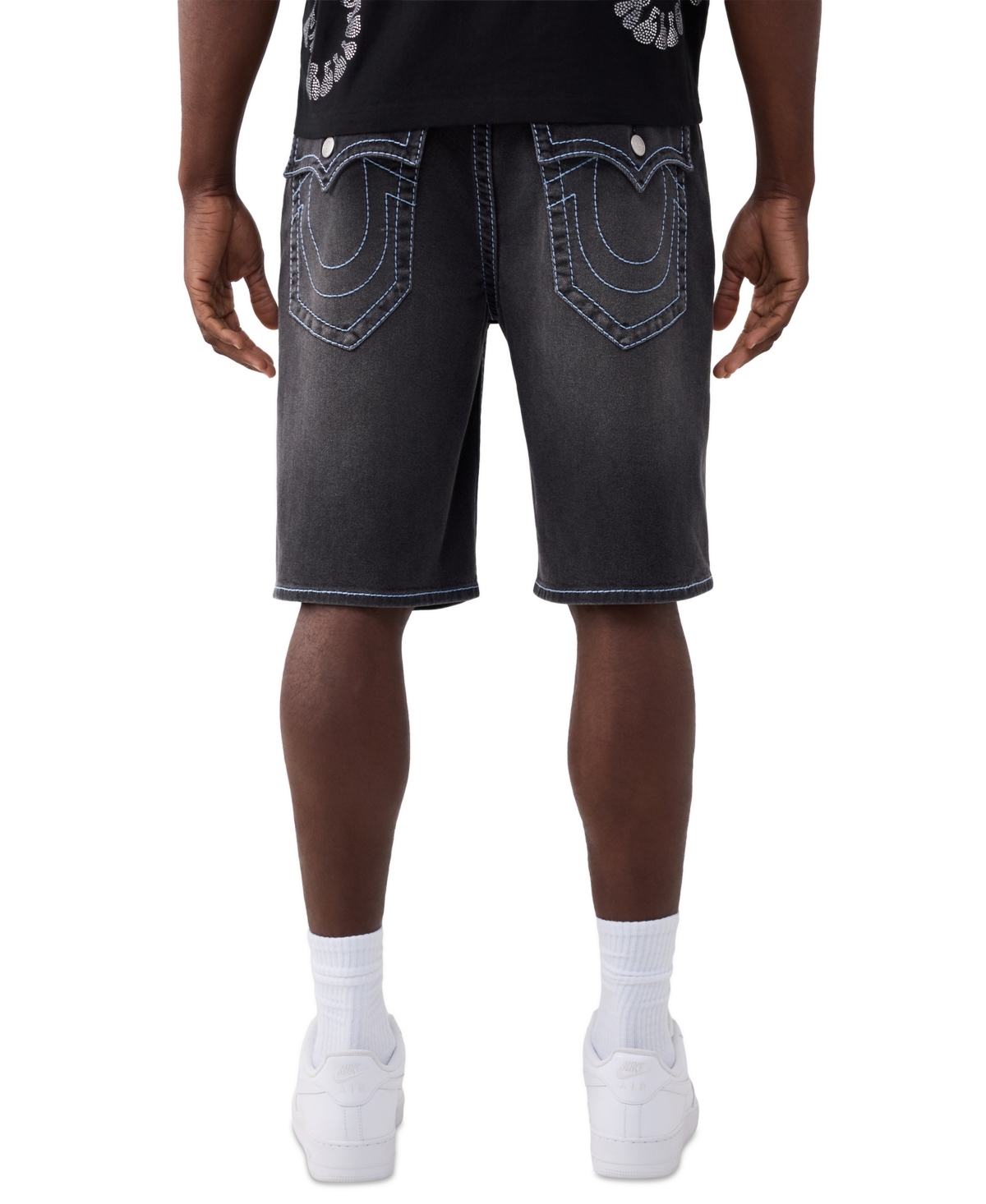 Click here for True Religion Mens Baggy Big T Flap Denim Shorts -... prices
