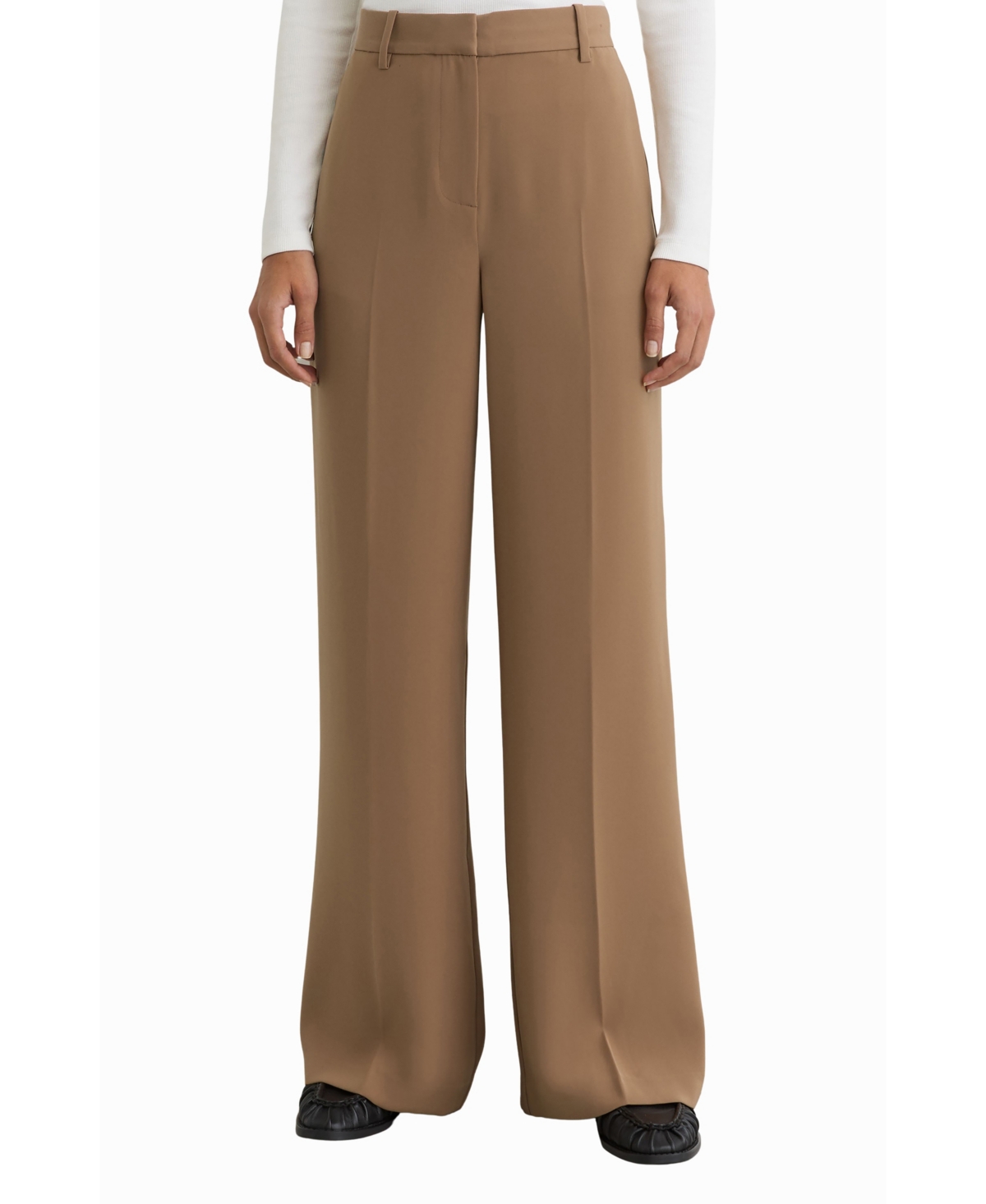 Click here for Reiss Womens Wide-Leg Tailored Trouser Pants - Cam... prices