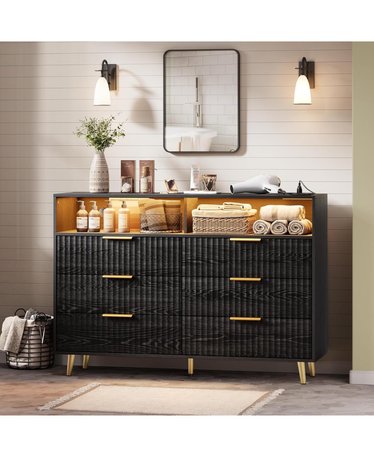 Click here for gaomon 6 Drawer Dresser with Led Lights and Chargi... prices
