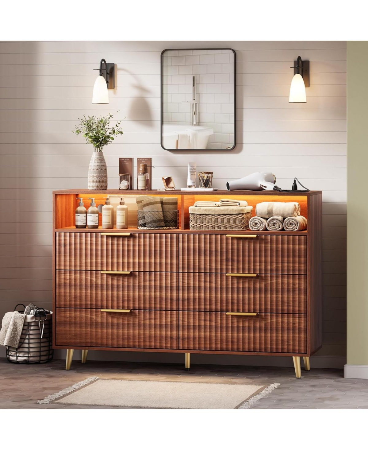 Click here for gaomon 6 Drawer Dresser with Led Lights and Chargi... prices