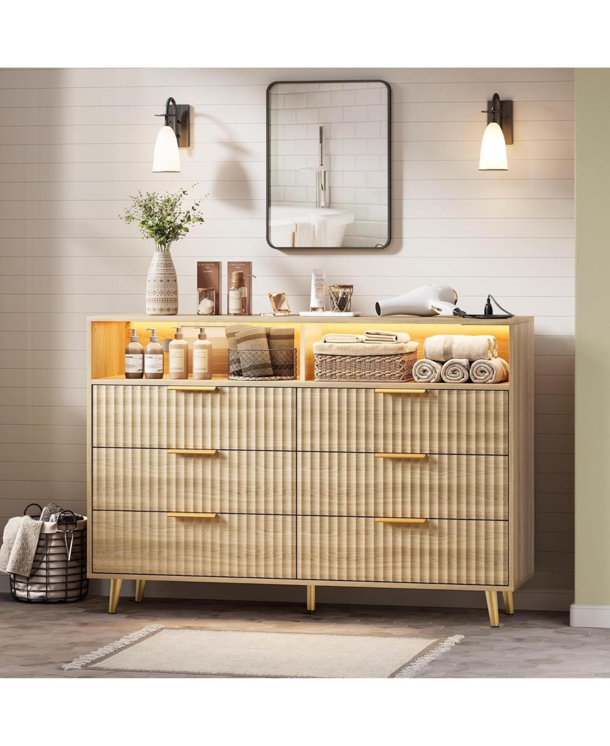 Click here for gaomon 6 Drawer Dresser with Led Lights and Chargi... prices