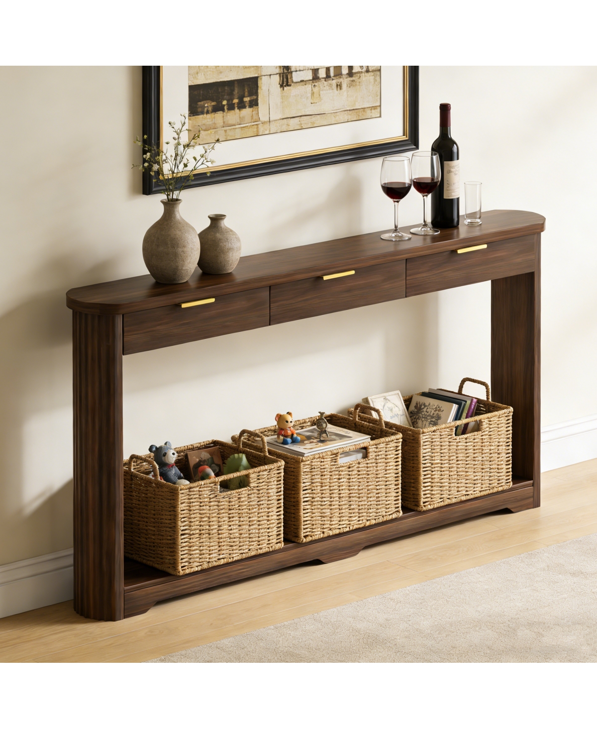 Click here for Streamdale Furniture Walnut Wavy Storage Table wit... prices