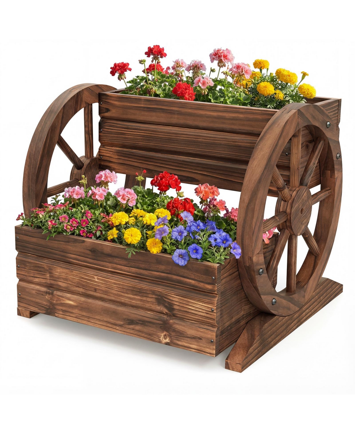 Click here for Sugift 2-Tier Raised Garden Bed Rustic Wood Wagon... prices
