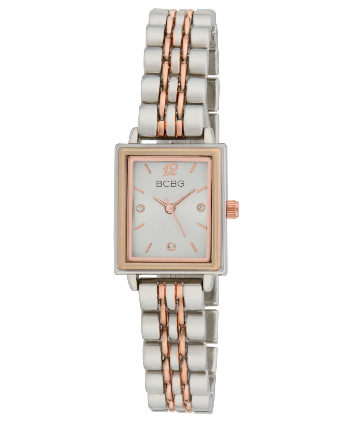 Click here for Bcbg Womens Quartz Rectangle Two-Tone Stainless-St... prices