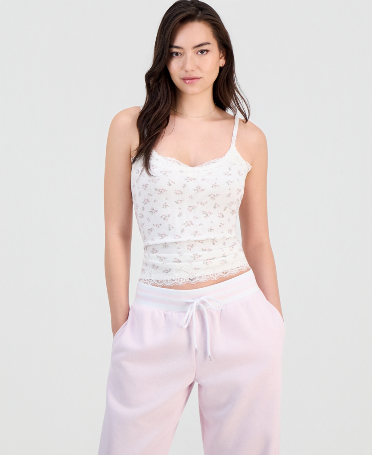 Click here for Hippie Rose Juniors Lace-Trim Longline Printed Cam... prices