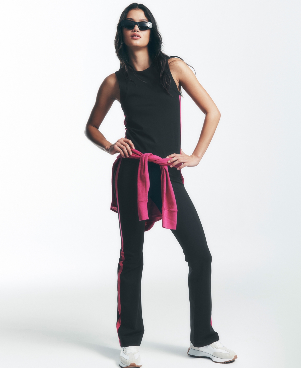 Click here for Side Stripe Crew Neck Tank - Black/festive Pink prices