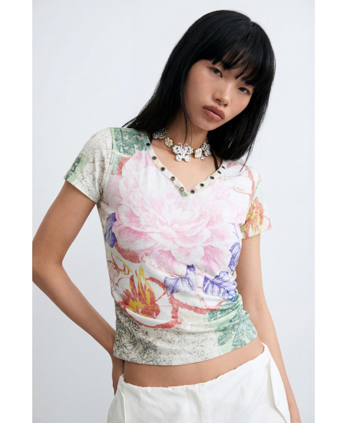 Click here for Desigual Womens Printed T-shirt 100 cotton - Multi prices