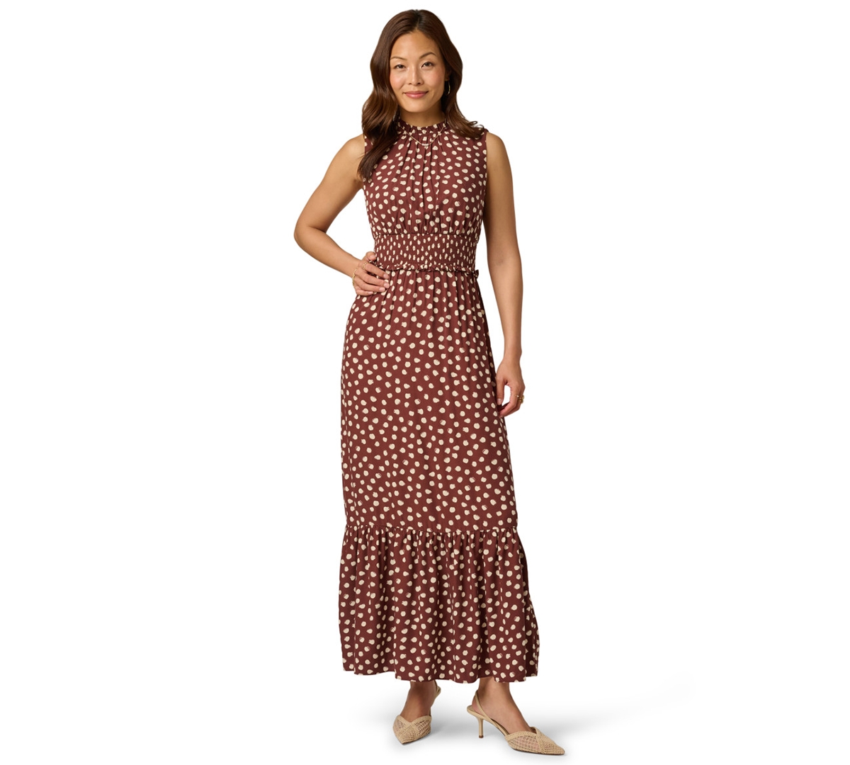 Click here for Adrianna Papell Womens Printed Smocked Maxi Dress... prices
