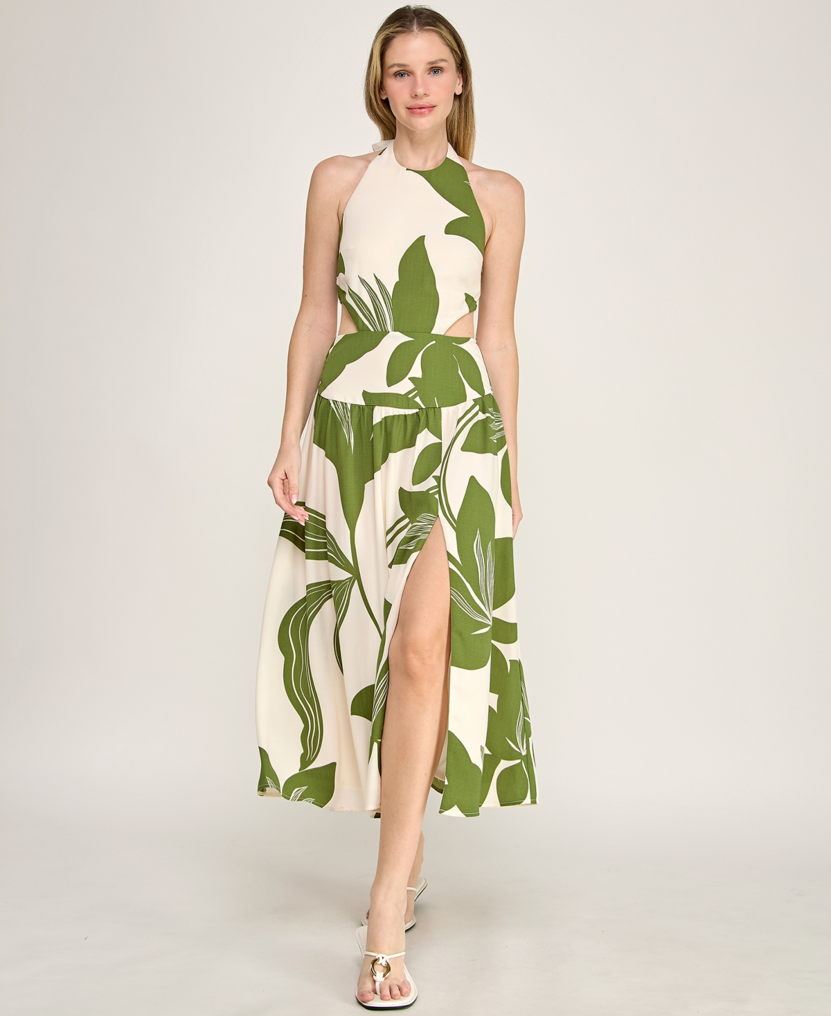 Click here for Row A Womens Halter Neck Fit And Flare Midi Dress... prices