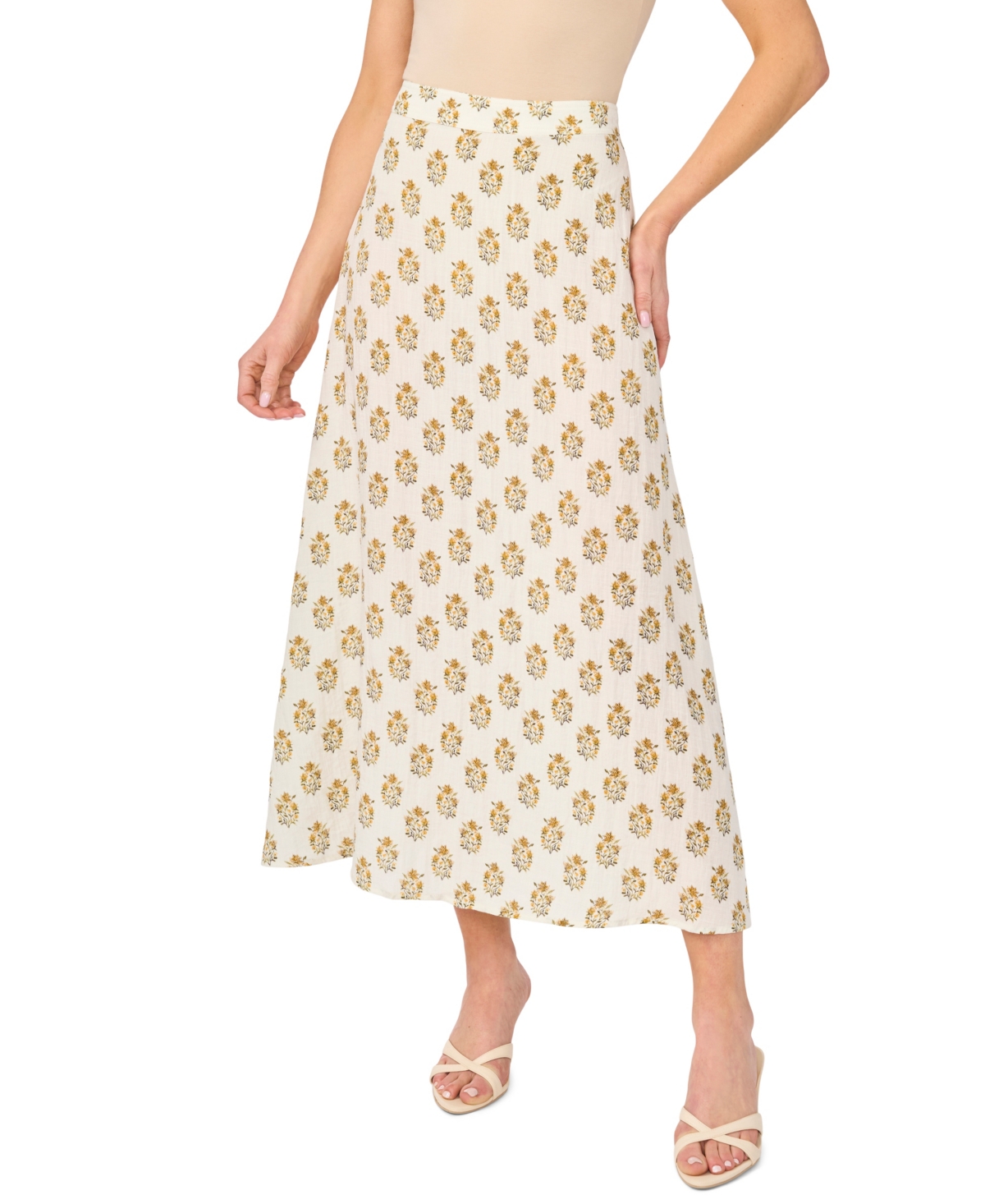 Click here for CeCe Womens Printed Zippered A-Line Skirt - New Iv... prices