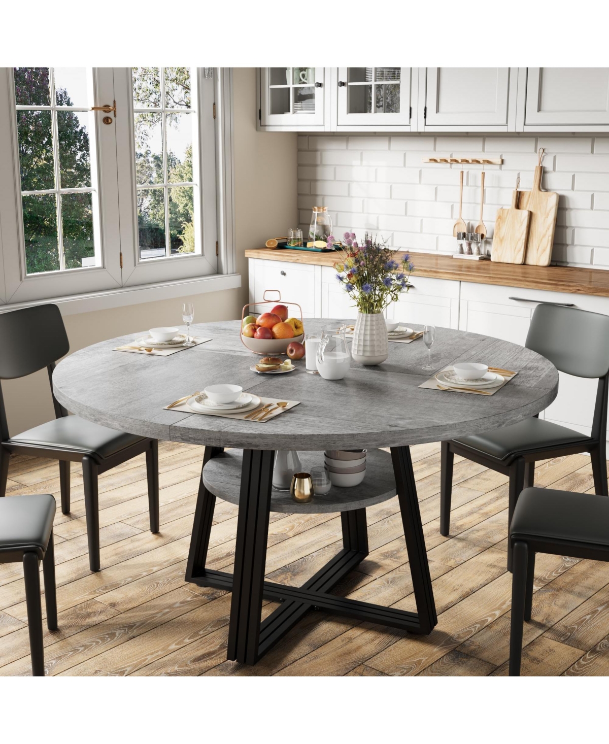 Click here for homfan Round Dining Table for 4 to 6 with Pedestal... prices