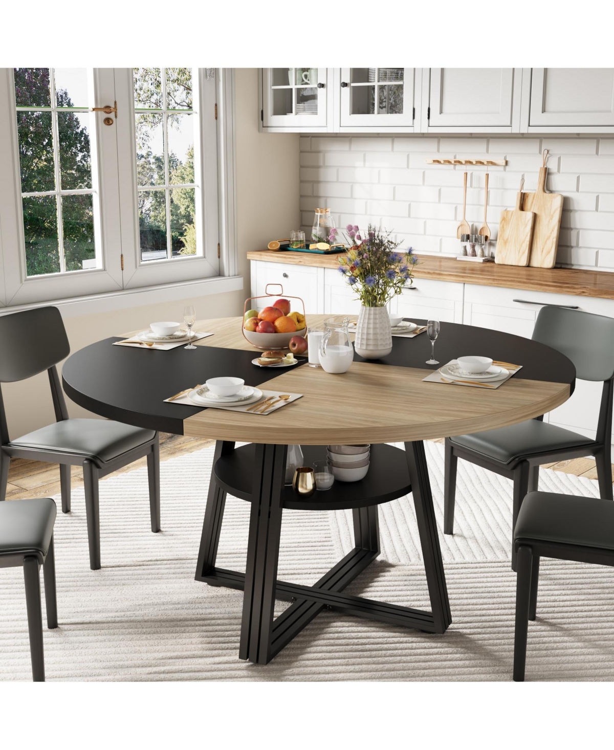 Click here for homfan Round Dining Table for 4 to 6 with Pedestal... prices
