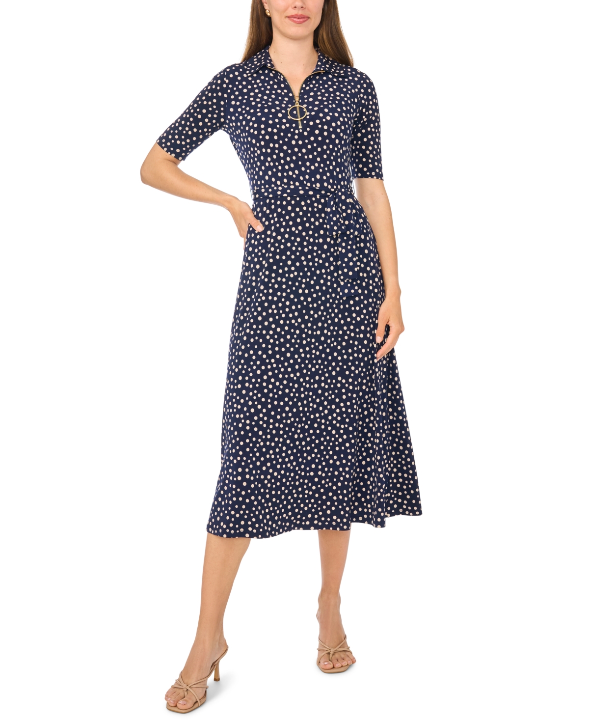Click here for Msk Womens V Neck Collar and Trim Midi Dress - NAV... prices