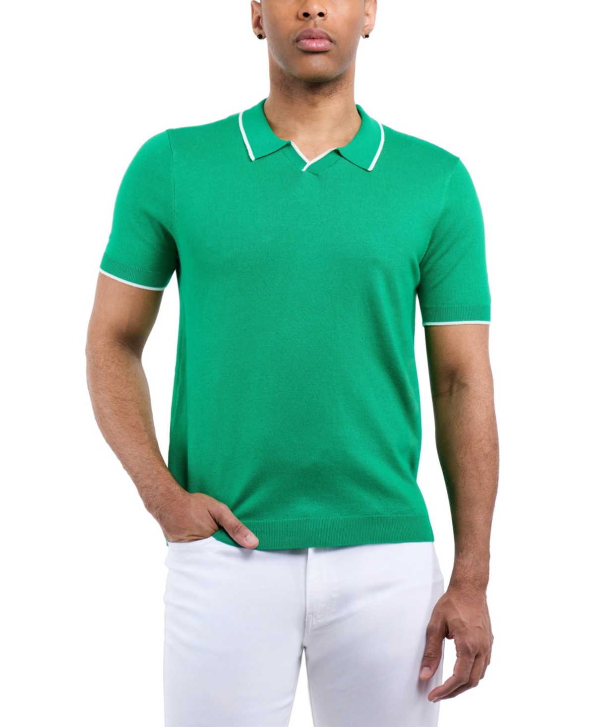 Click here for Xray Mens Johnny Collar Sweater Polo - Sage prices