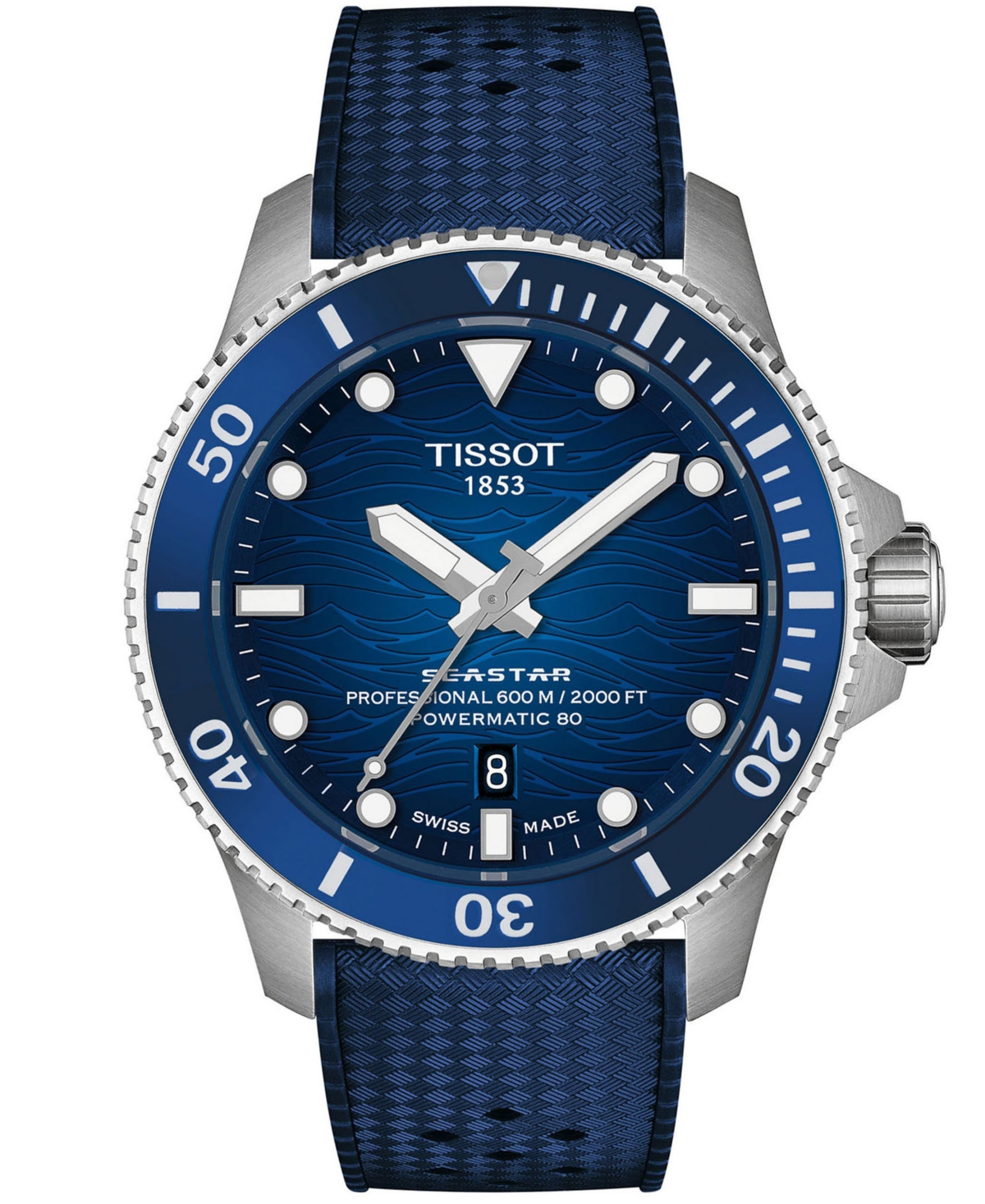 Click here for Tissot Mens Seastar Blue Rubber Strap Watch 44mm -... prices