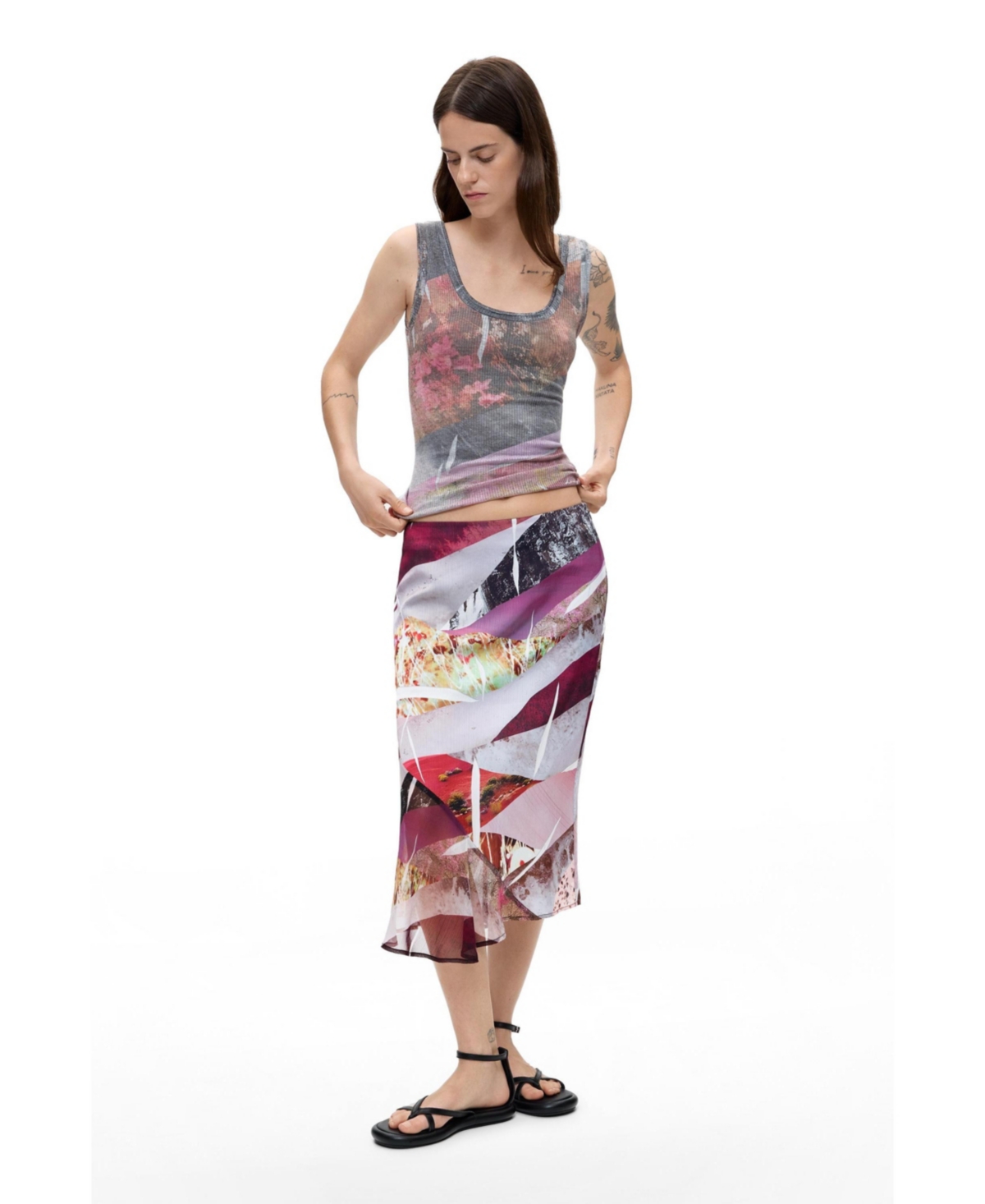 Click here for Desigual Womens Asymmetrical printed skirt - Black prices
