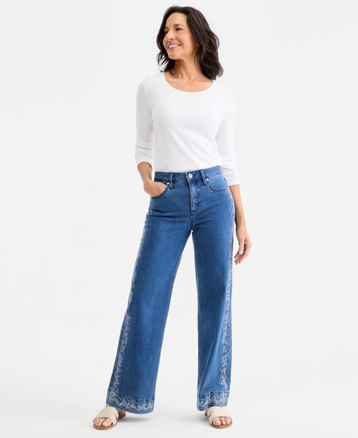 Click here for Style & Co Womens Printed High-Rise Five-Pocket Wi... prices