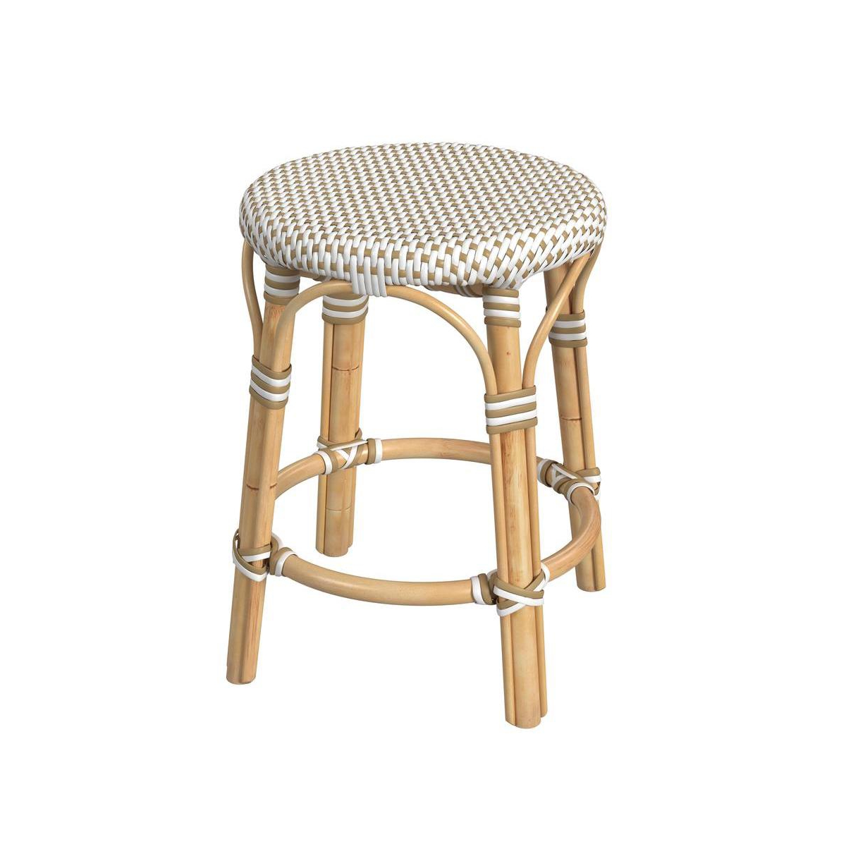Click here for Butler Specialty Tobias Rattan Round Stool - White prices