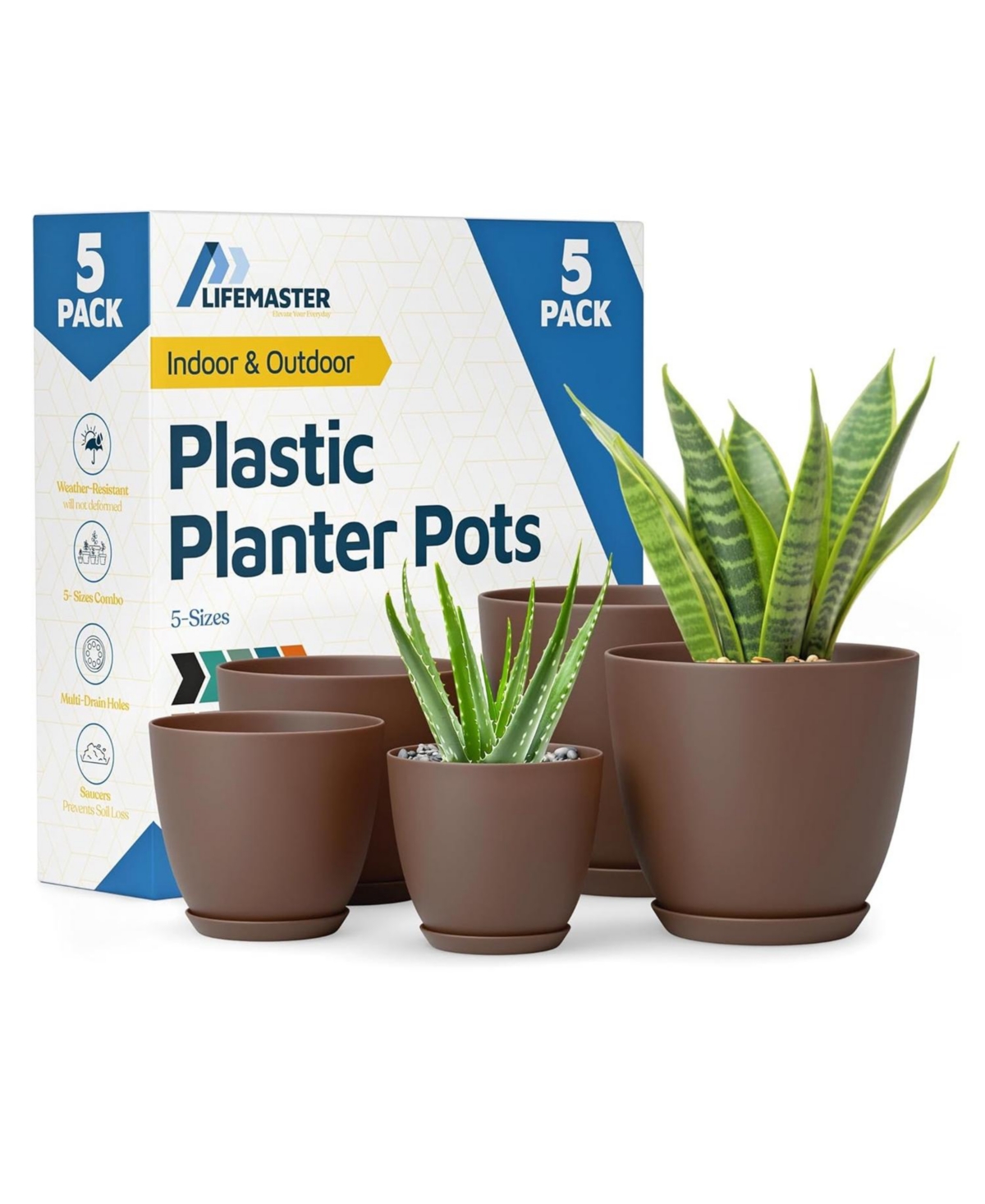 Click here for Lifemaster Set of 5 lightweight  durable brown pla... prices