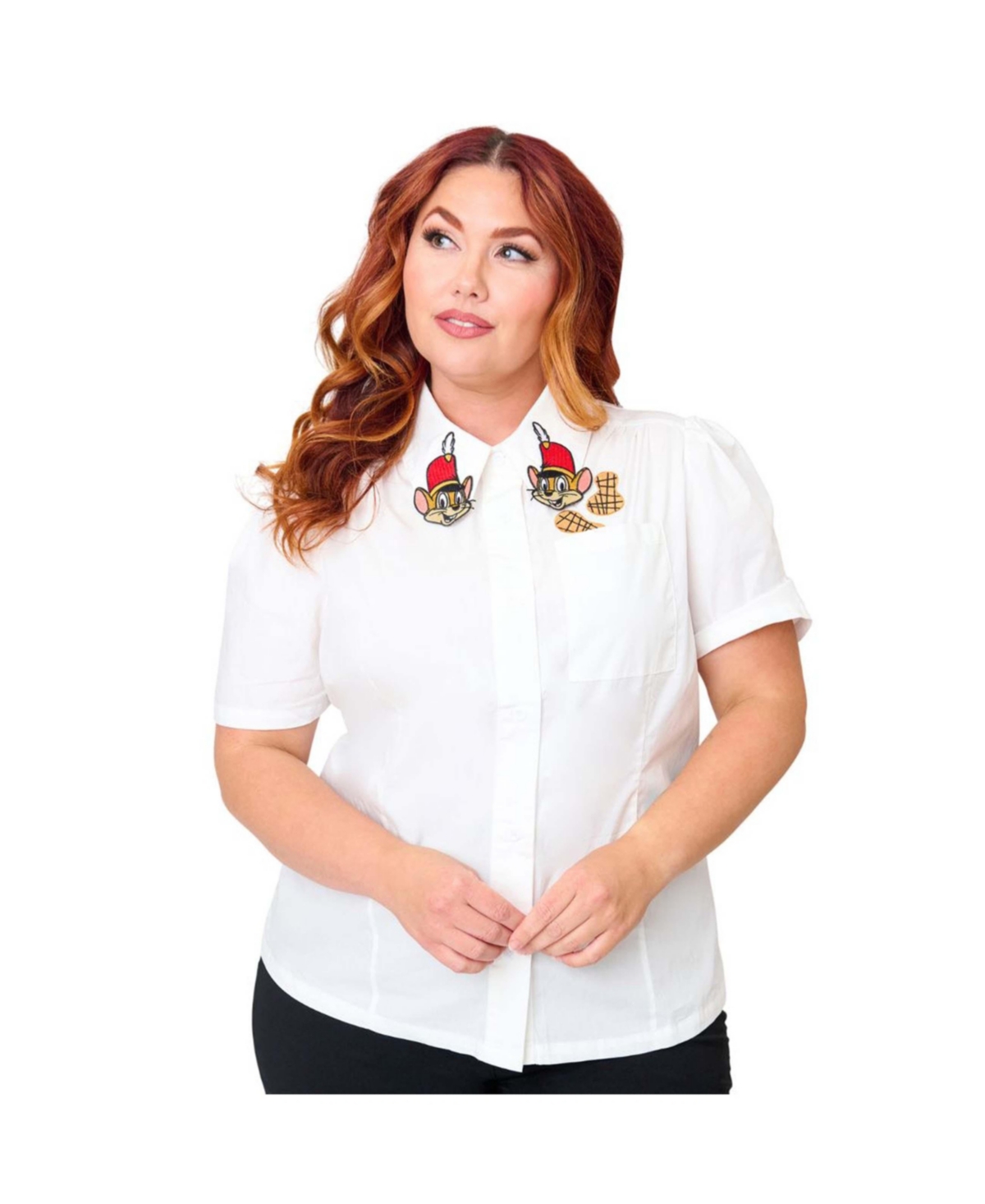 Click here for Plus Size Blouse With Embroidered Collar - White w... prices