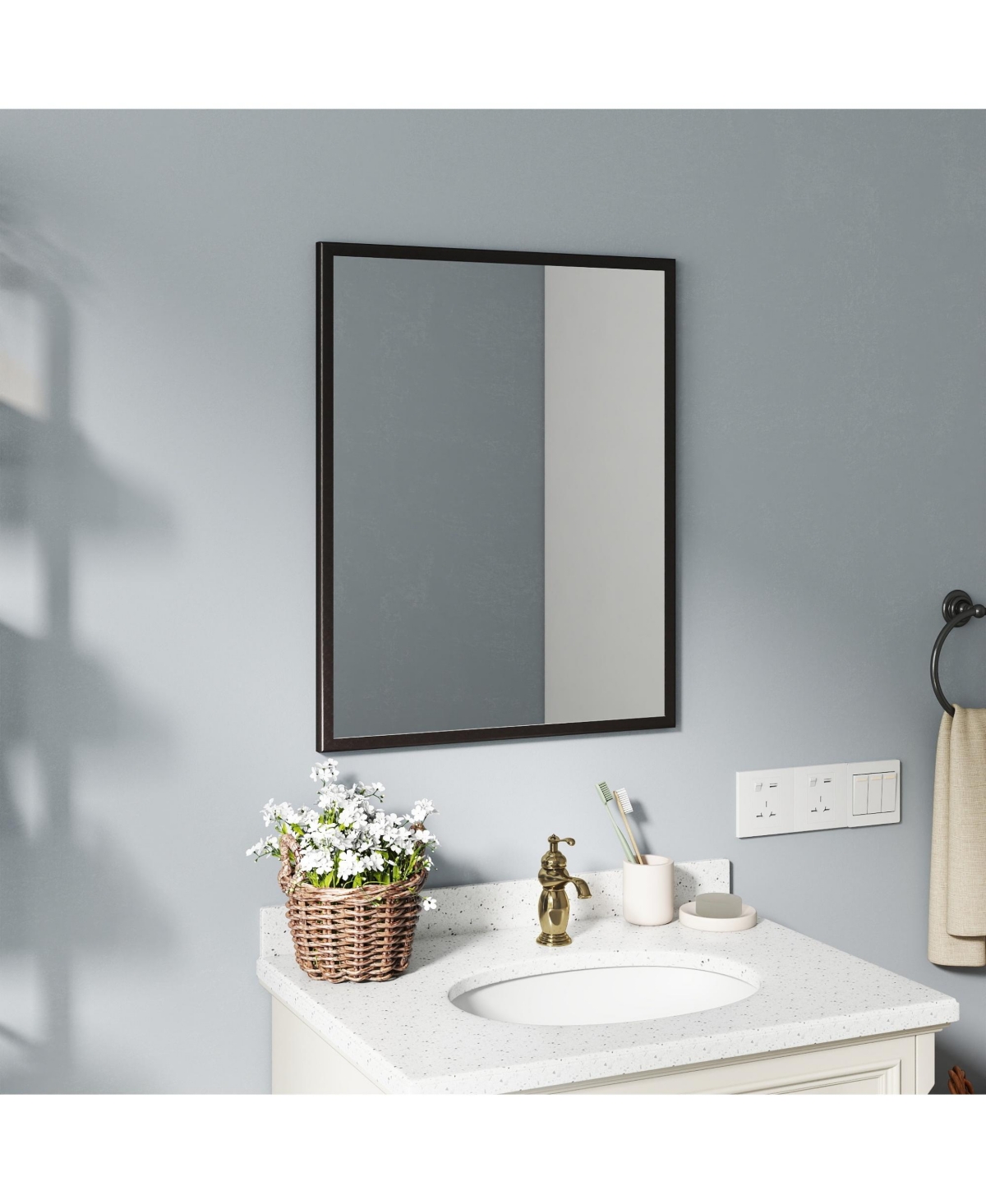 Click here for Rainsken 24-Inch Bathroom Mirror  Square Aluminum... prices