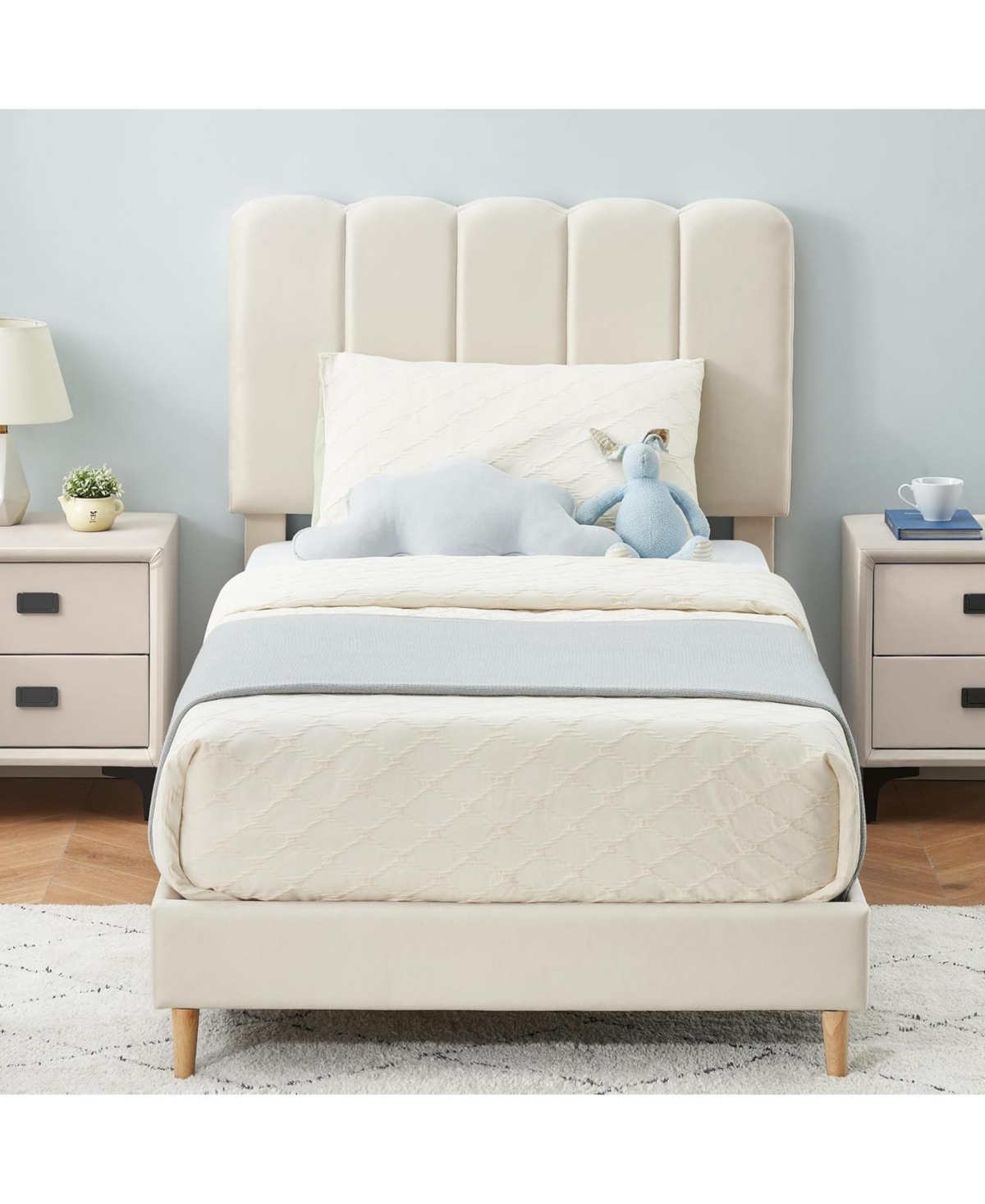 Click here for gaomon Twin Upholstered Bed  Crystal Tufted Wave H... prices