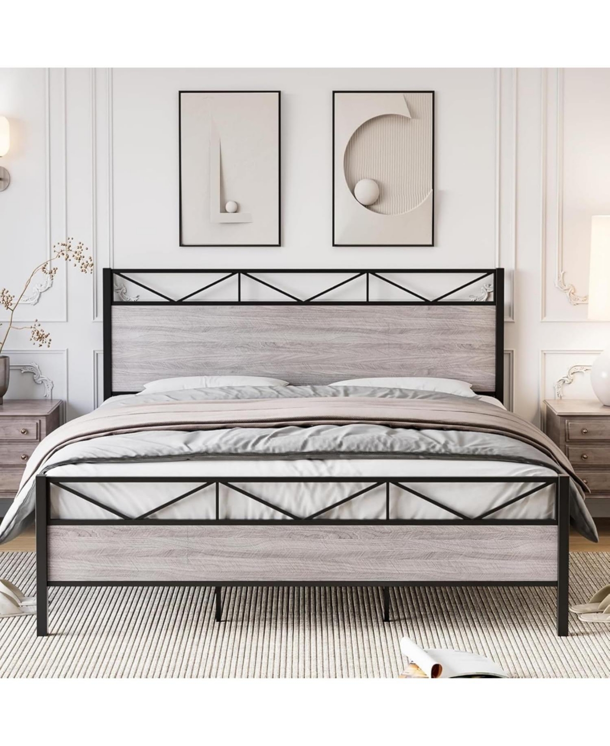 Click here for gaomon King Bed with Wood Headboard And Footboard... prices
