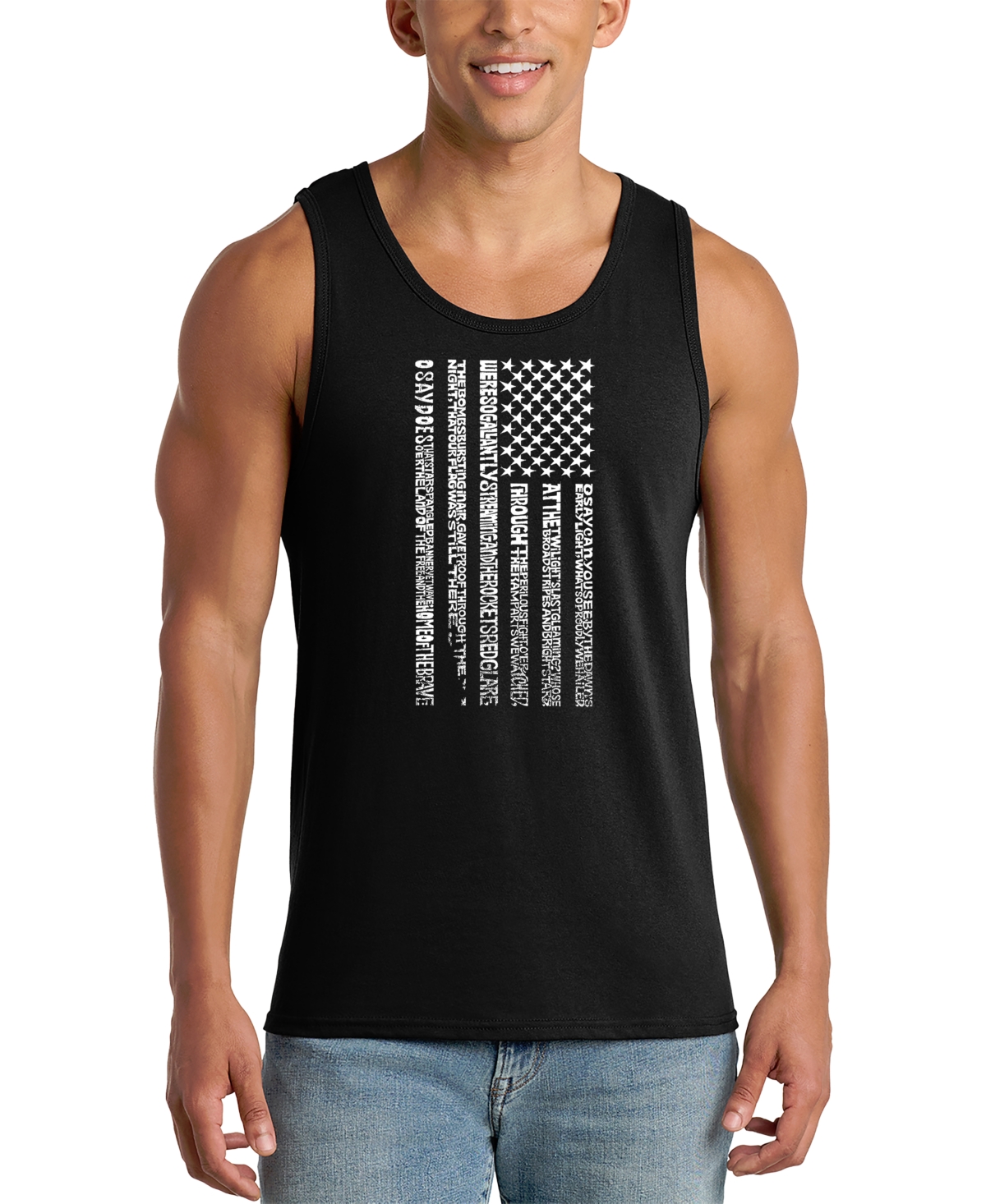 Click here for La Pop Art Mens American Flag Graphic Tank Top - B... prices
