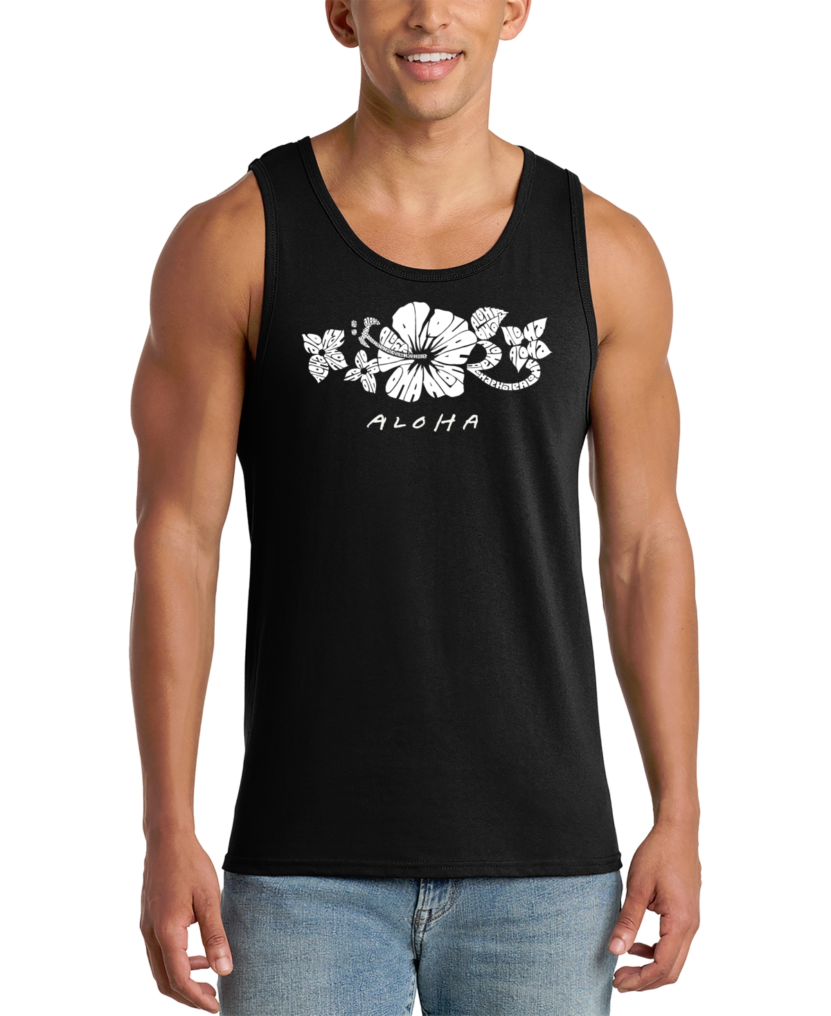 Click here for La Pop Art Mens Aloha Word Art Graphic Tank Top -... prices