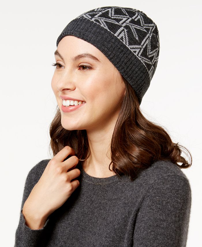 Michael Kors Metallic Signature Fold-Up Cuff Hat - Macy's