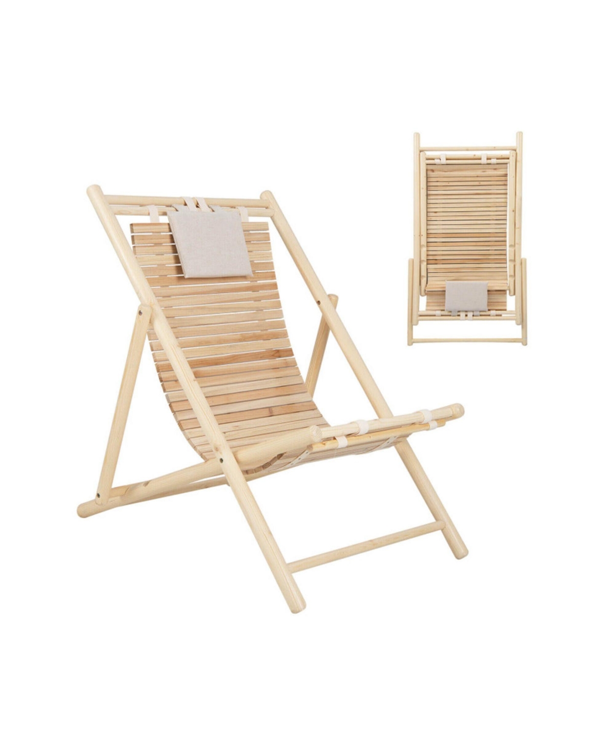 Click here for Clihome Solid Fir Wood Lounge Chair 3-Level Adjust... prices