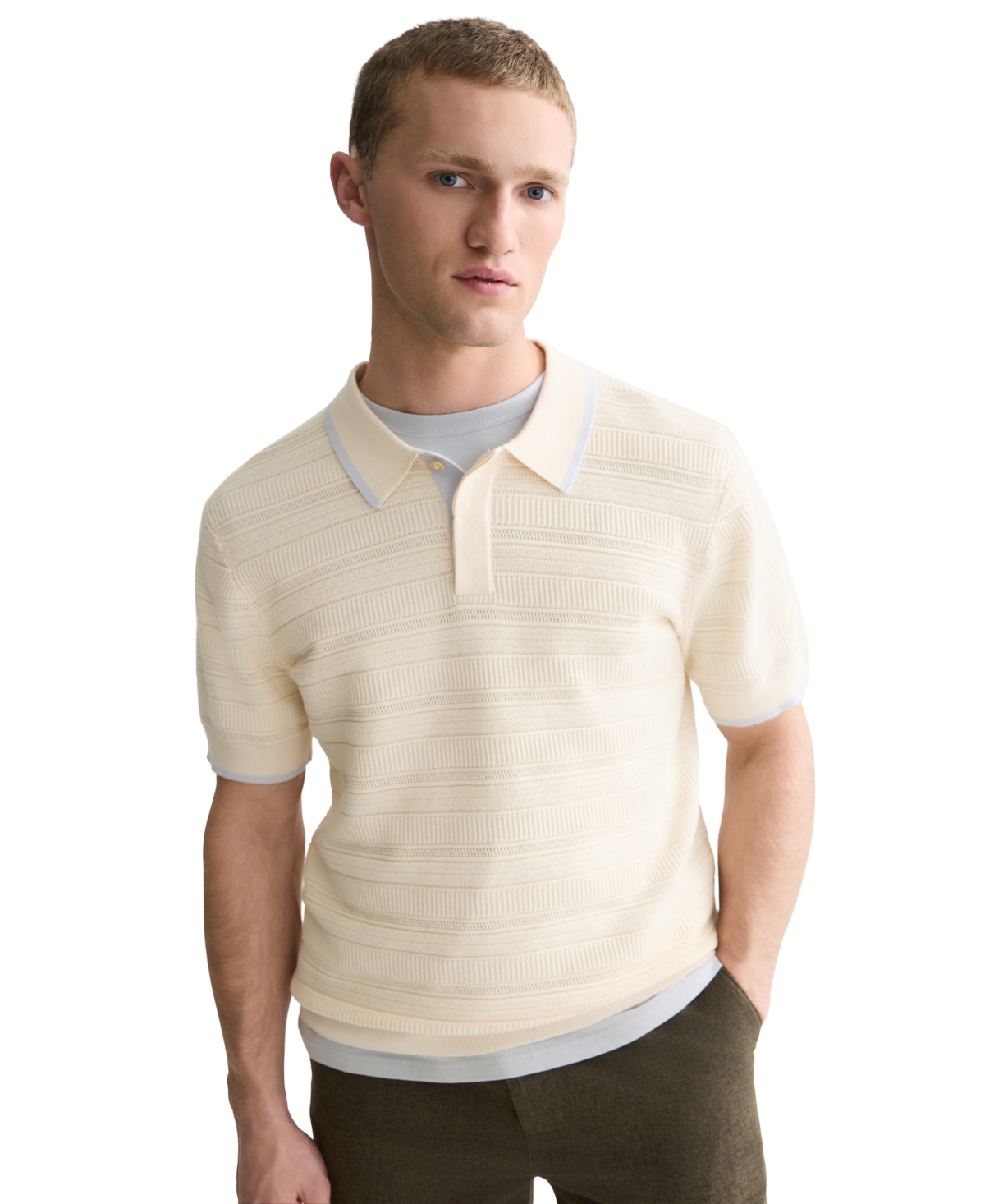 Click here for Scotch & Soda Mens Structured Knit Regular-Fit Pol... prices