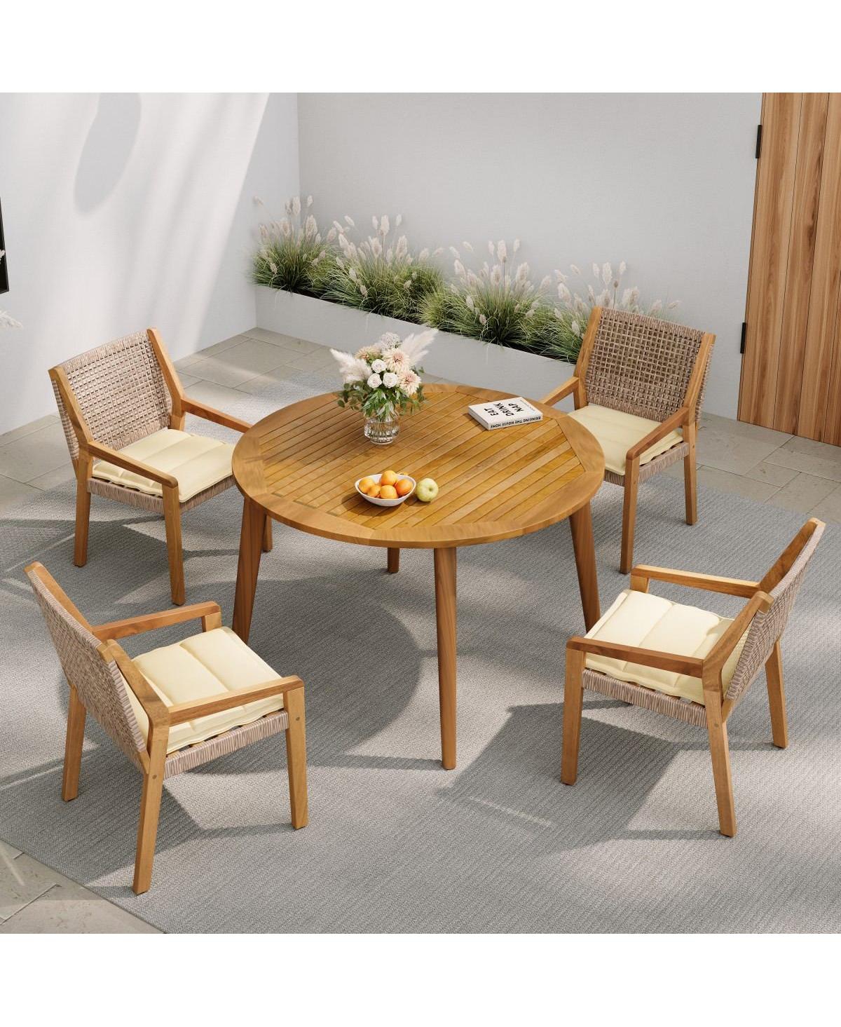 Click here for Asagikoiai 4-Piece Wicker Patio Dining Set with Ac... prices