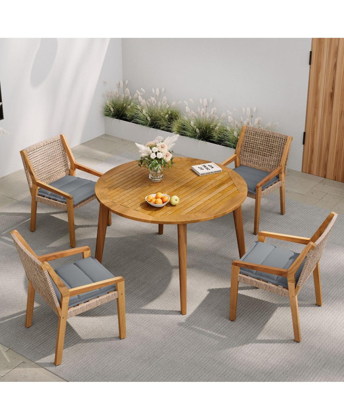 Click here for Asagikoiai 4-Piece Wicker Patio Dining Set with Ac... prices