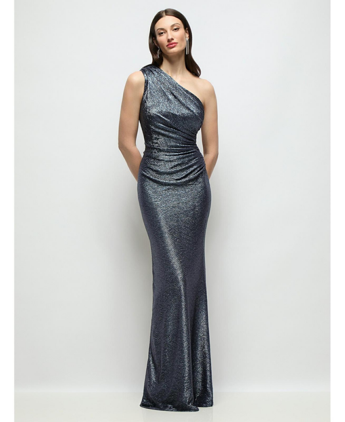 Click here for After Six Womens One-Shoulder Soho Metallic Ruched... prices