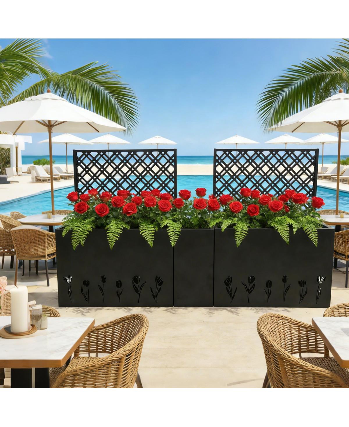 Click here for Asagikoiai Metal Planter-Trellis Combo Set of 3  R... prices