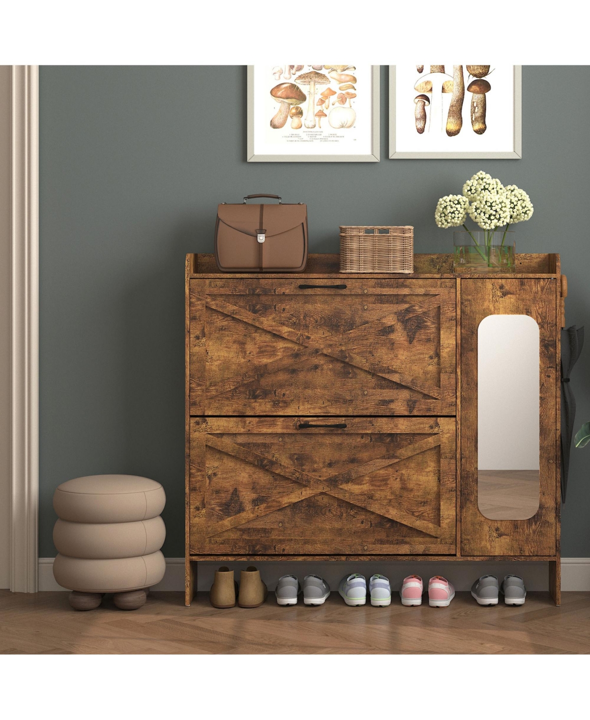 Click here for Rainsken Rustic Brown Shoe Storage Cabinet  Freest... prices