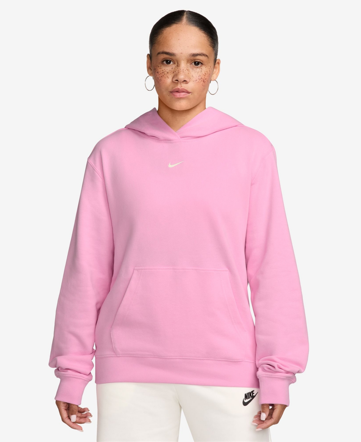 Click here for Nike Womens Studio Fleece Pull-On Hoodie - Pink Ri... prices