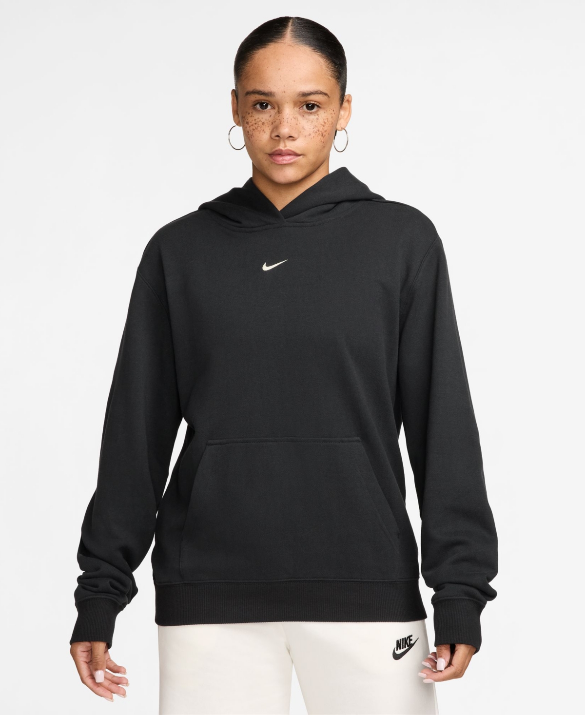 Click here for Nike Womens Studio Fleece Pull-On Hoodie - Black/S... prices