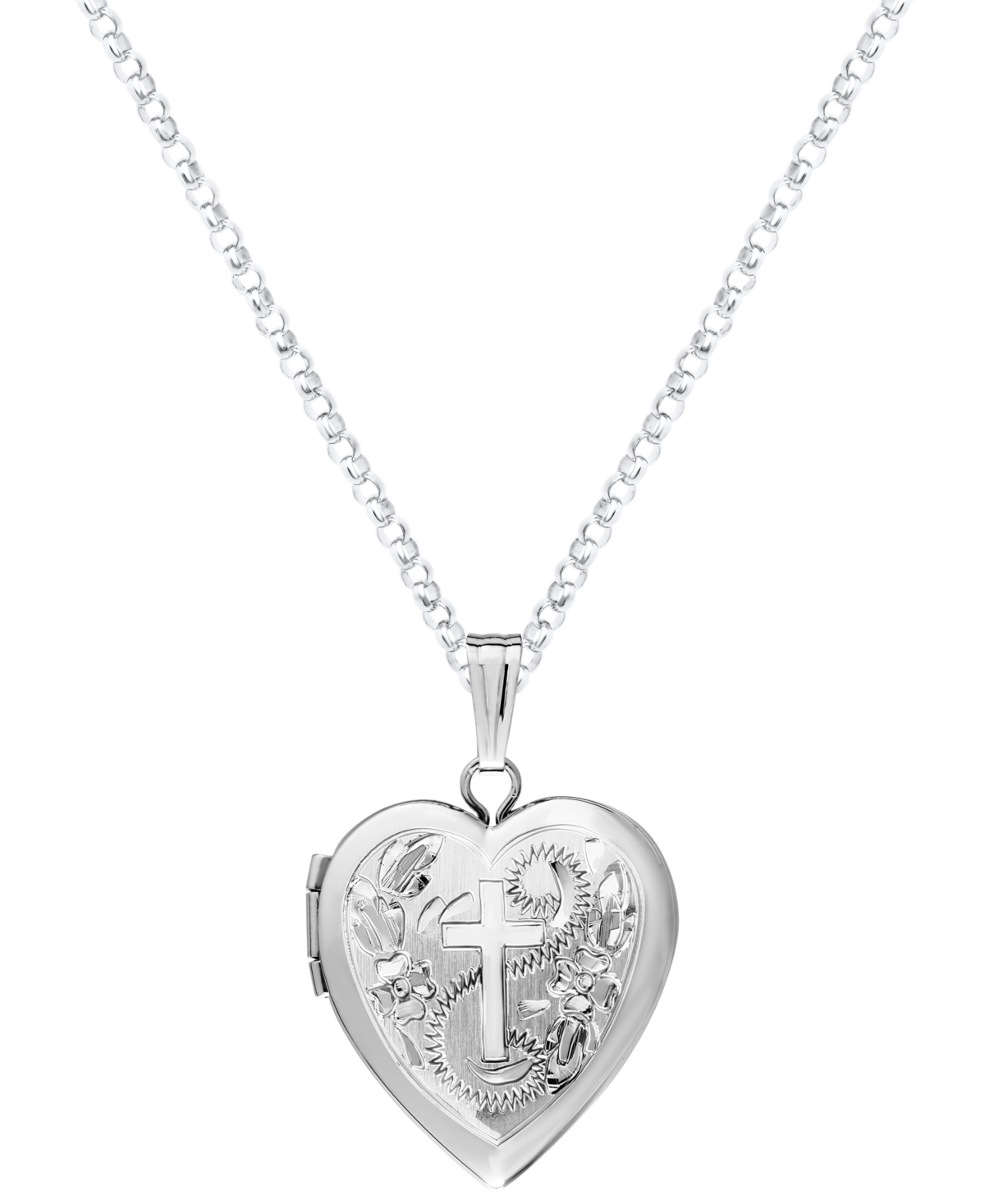 Click here for Macys Heart Locket Cross Pendant Necklace in Sterl... prices