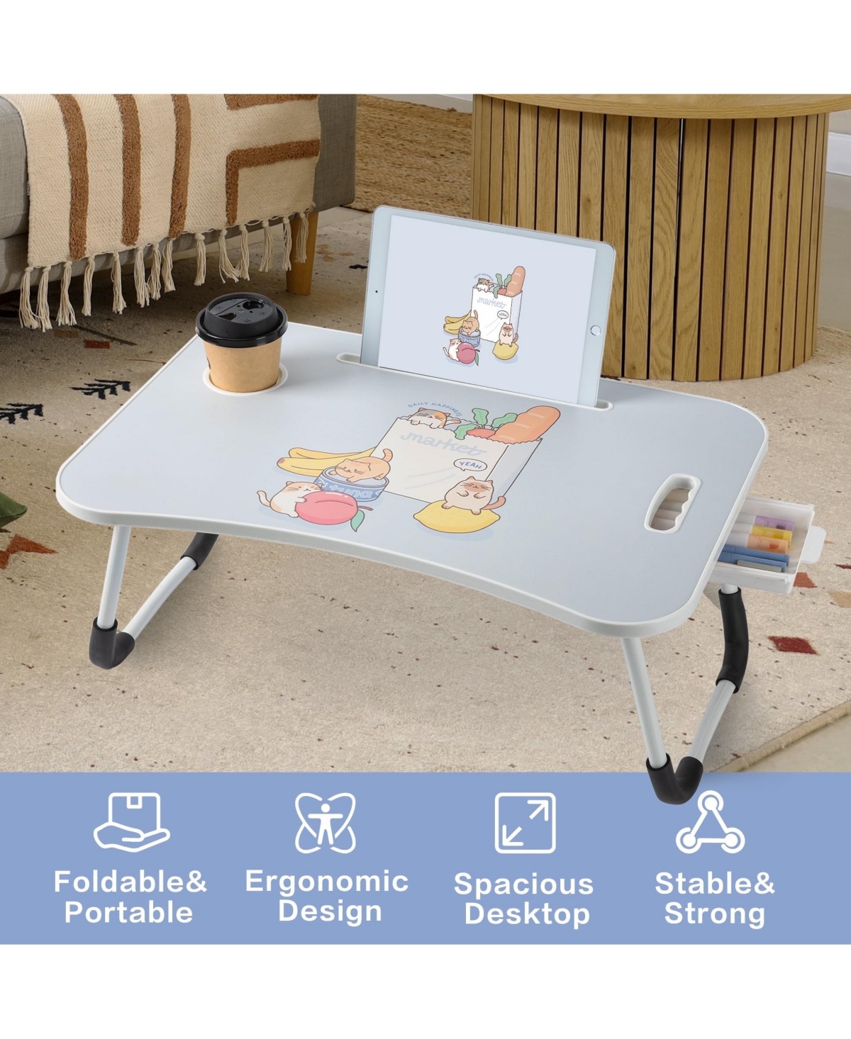 Click here for Deli Foldable Lap Desk 23.6 Inch - Portable Laptop... prices