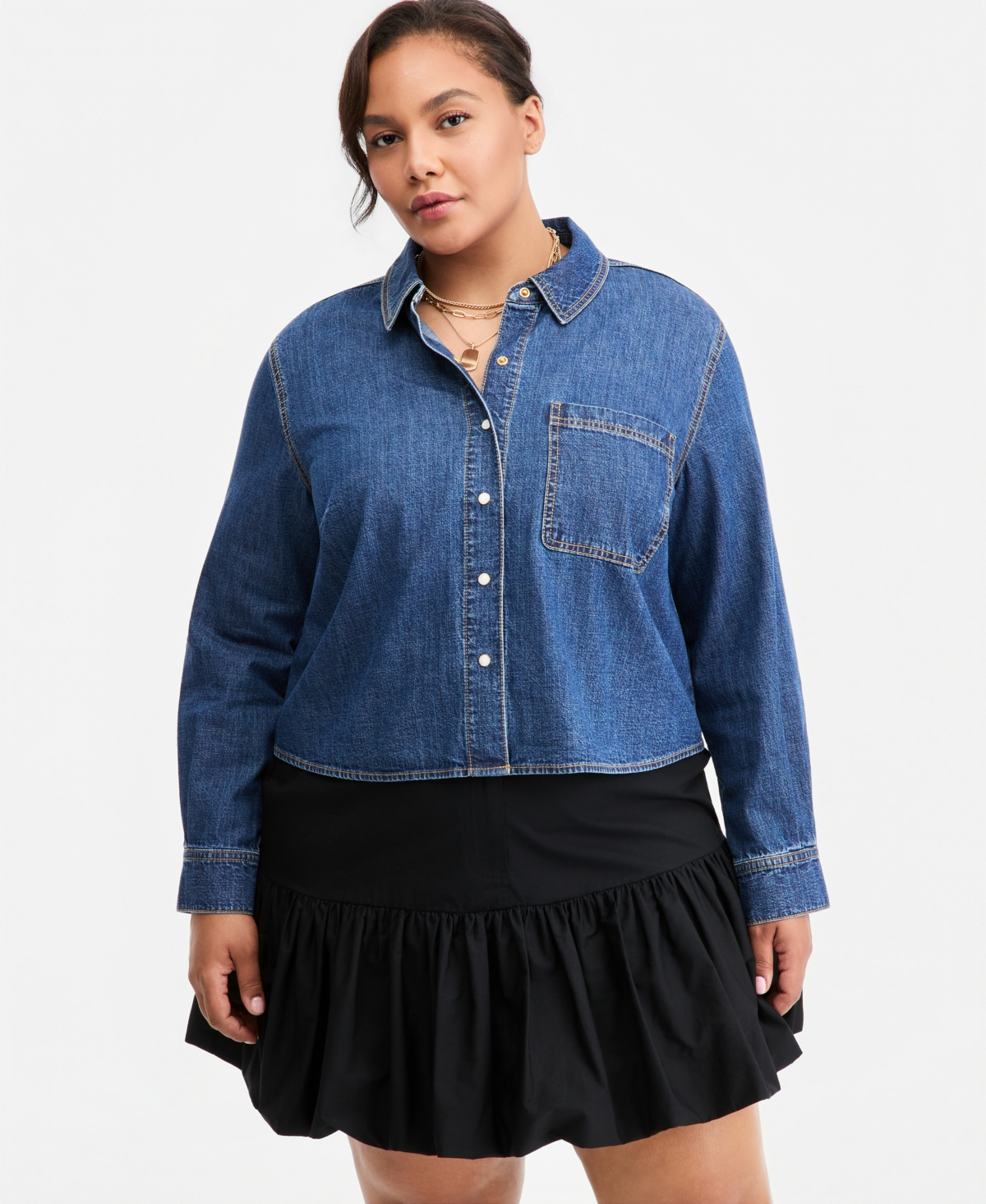 Click here for On 34th Trendy Plus Size Long-Sleeve Cropped Denim... prices