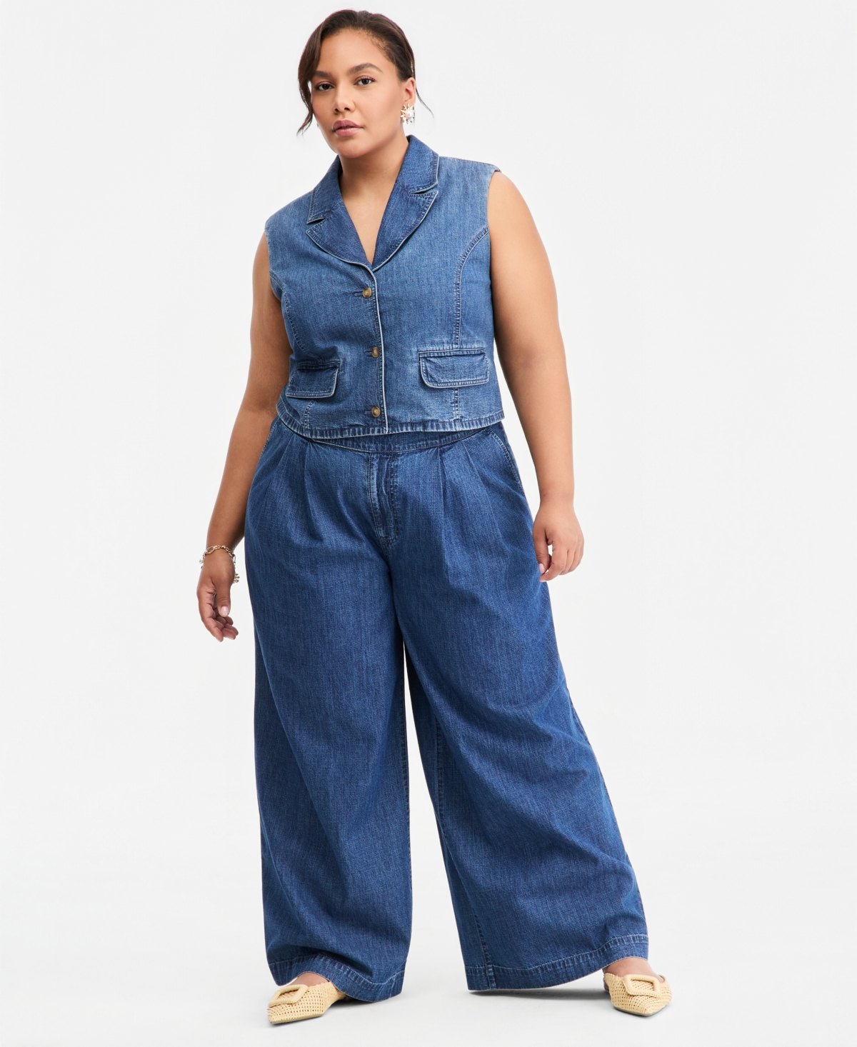 Click here for On 34th Trendy Plus Size High-Rise Pleated Wide-Le... prices