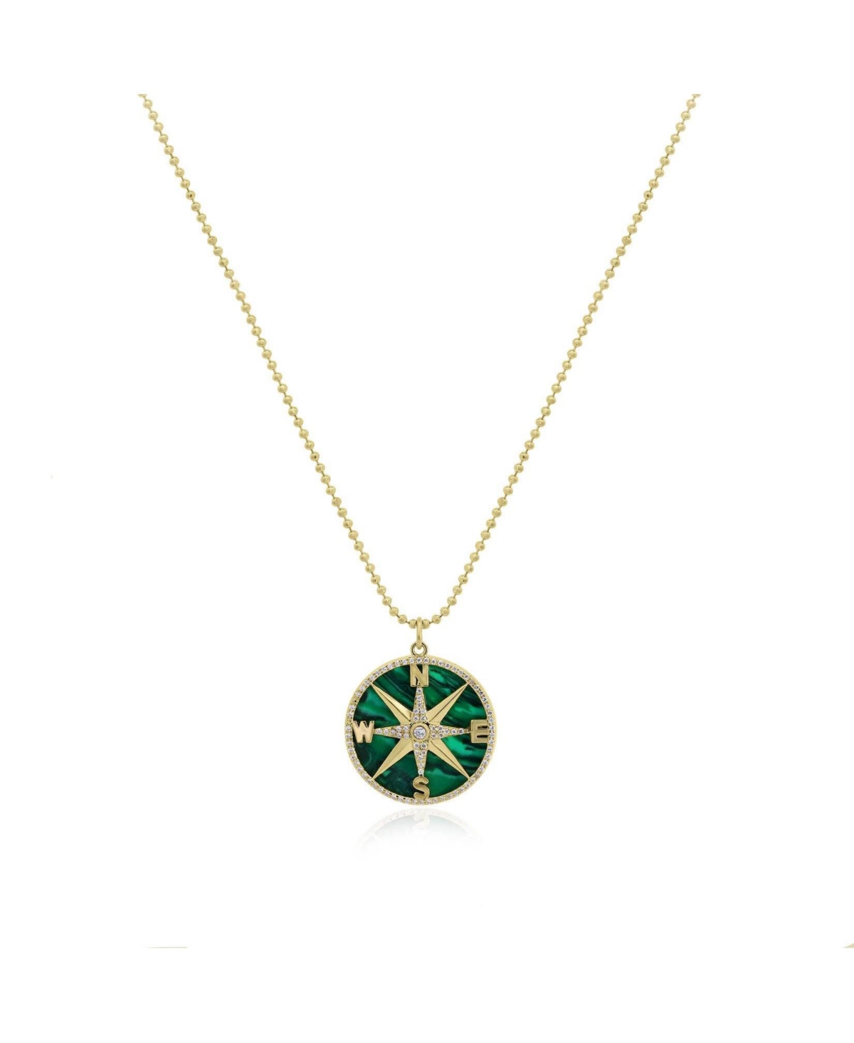 Click here for The Lovery Malachite Cz Compass Necklace 14K Gold... prices