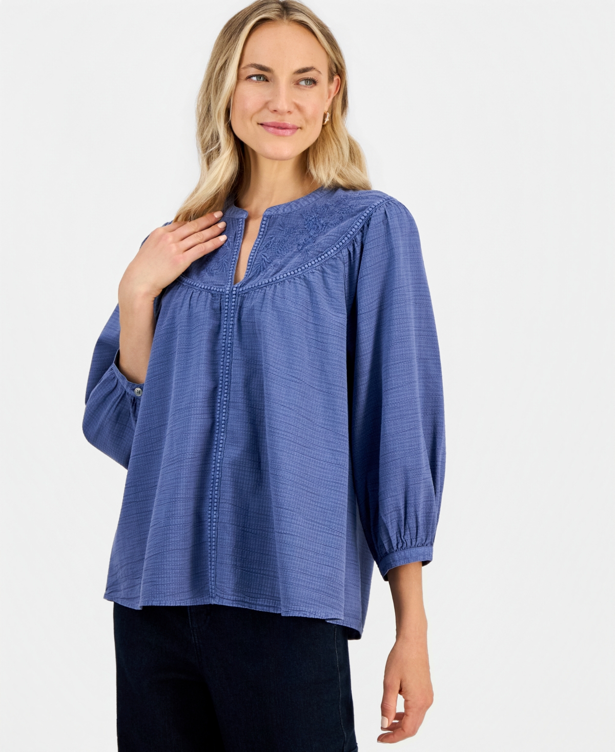 Click here for Style & Co Womens Cotton Embroidered Blouse  Macys... prices