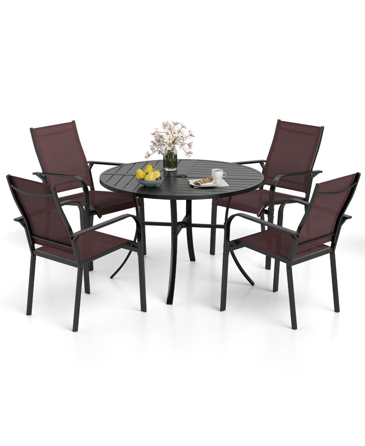 Click here for Gymax 5-Piece Patio Dining Set for 4Round Metal Ta... prices